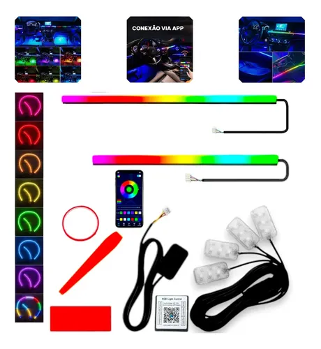 Fita Led Interno Neon Carro Rgb Tuning Luz Cortesia App Pés ...