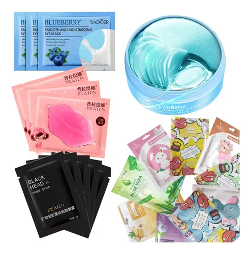 Kit De 100 Máscaras Faciais Tapa Olhos Lábios Colágeno F Tipo De
