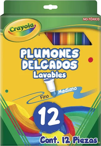 Plumones Crayola Supertips Delgados Lavables Caja C12 Pzas Mercadolibre