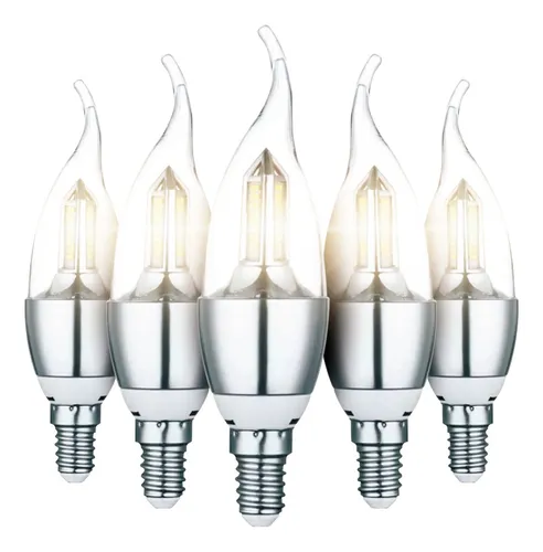5 Lâmpada Led Vela 4w Chama E14 Branco Frio Branco Quente
