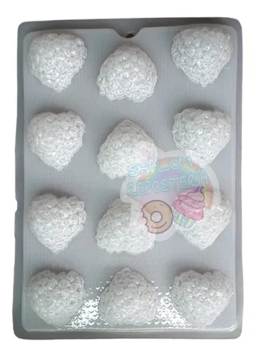 Molde Mediano Gelatinas 12 Corazones Rosas Jabon Yeso Choco Meses