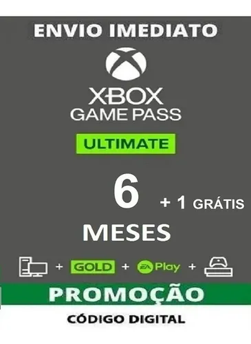 Xbox Game Pass Ultimate 6 Meses 1 Mês Grátis Envio Imediato