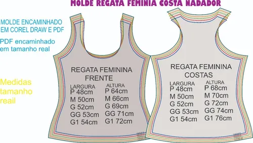Molde Modelagem Regata Feminina Nadador Camisa Gola Careca | MercadoLivre Molde Modelagem Regata Feminina Nadador Camisa Gola Careca | MercadoLivre