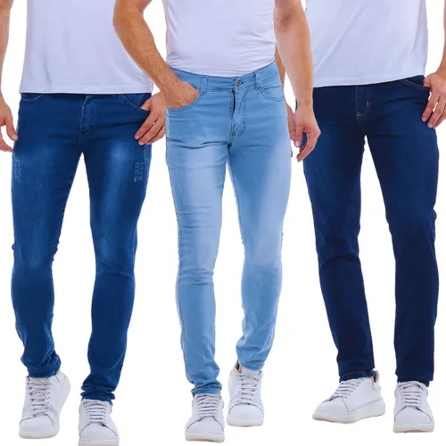 Kit 3 Calça Jeans Masculina Slim Com Lycra Direto De Fabrica Frete Grátis
