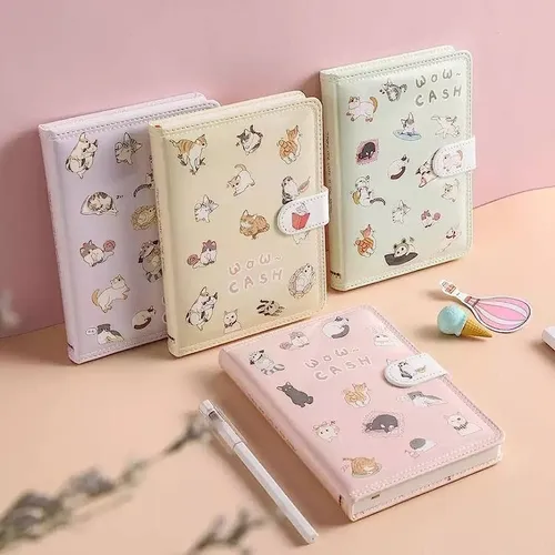Caderno Luxo Kawaii Gatinho Fofo Com Fecho Magnético Parcelamento Sem