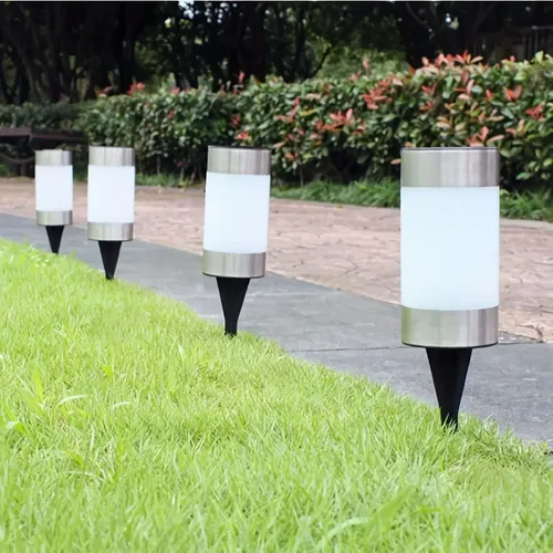 Luz Solar Cilindrica Acero Inox For Jardín Auto On/off . | Meses sin ...