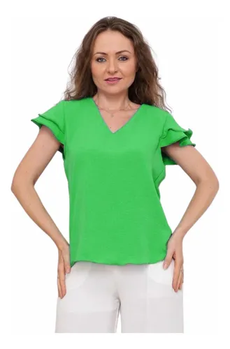Blusa Blusinha Feminina Tecido Duna Soltinha Manga Babados Mercadolivre