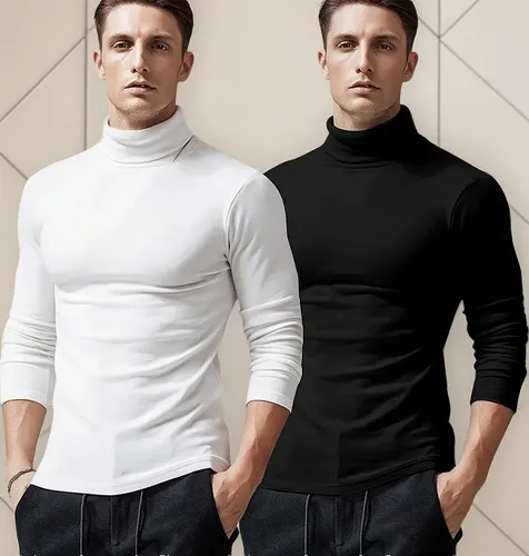2 Playera Cuello Tortuga Perfecto Slim Fit Caballero Hombre Meses Sin