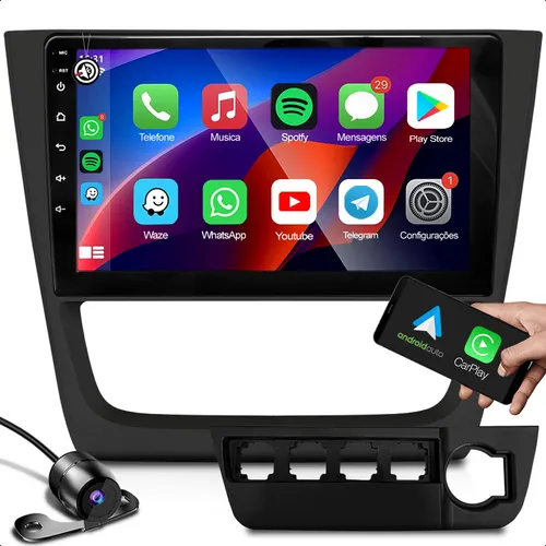 Kit De Central Multimidia Android E Carplay E Moldura 9 Pol | Frete grátis