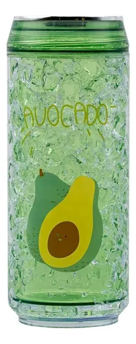 Vaso Hielo Termico Aguacates Agua Lata Hermetico Frio Viaje Color Verde