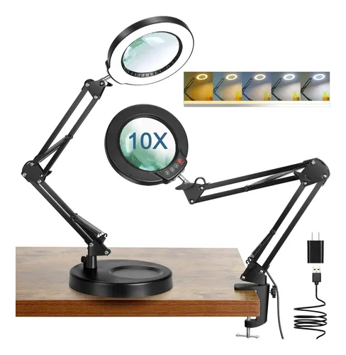 Lupa 10x Con Luz Y Soporte, 5 Modos De Color, Lupa Iluminada | Cuotas ...