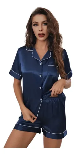 Pijama Feminino Americano Adulto Curto Cetim Gestante Botões Frete Grátis