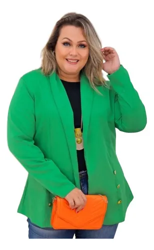 Blazer Plus Size Feminino Alfaiataria Alongado Elegante Mercadolivre
