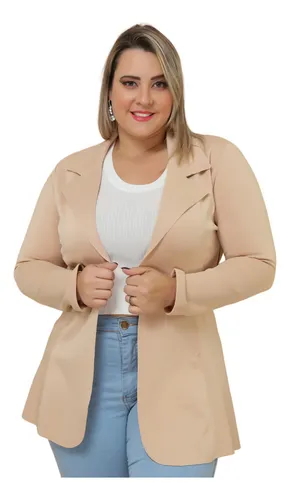 Maxi Blazer Feminina De Neoprene Tamanho Plus Size G1 G2 G3 Mercadolivre