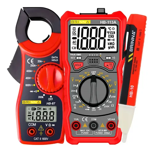 Kit Multimetro Digital Pinza Amperometrica Detector Brinna HB-113A ...