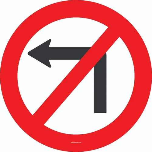 Placa De Sinalização Proibido Virar À Esquerda R-4a 50x50 ... Placa De Sinalização Proibido Virar À Esquerda R-4a 50x50 ...