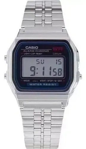 Reloj pulsera digital Casio A-159 con correa de acero inoxidable color ...