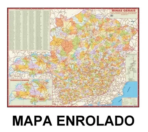 Mapa Político Rodoviário Estado De Minas Gerais Enrolado Mercadolivre
