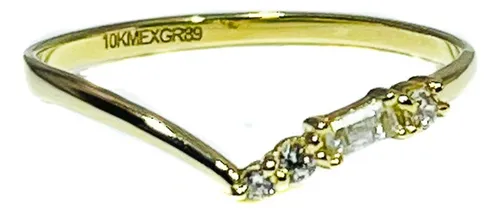 Anillo En Oro De 10k En V Con Zirconia Lateral | Envío gratis Anillo En Oro De 10k En V Con Zirconia Lateral | Envío gratis