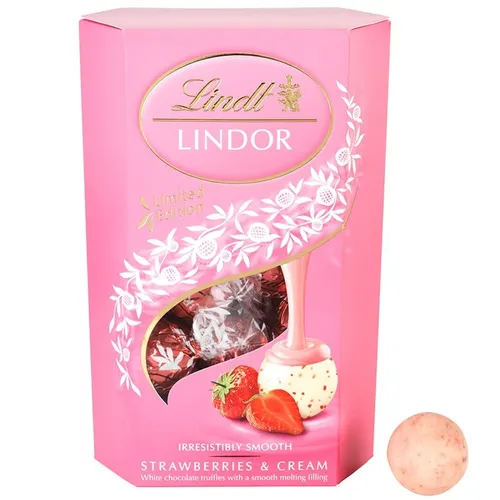 Chocolate Recheado Lindt Lindor Strawberries And Cream 200g Mercadolivre