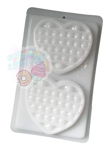 Molde Mediano Gelatina 2 Corazones Pop It Choco Jabon Yeso Meses