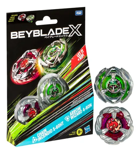 Kit Beyblade X Chain Incêndio & Arrow Wizard - Hasbro G0196 | Frete grátis
