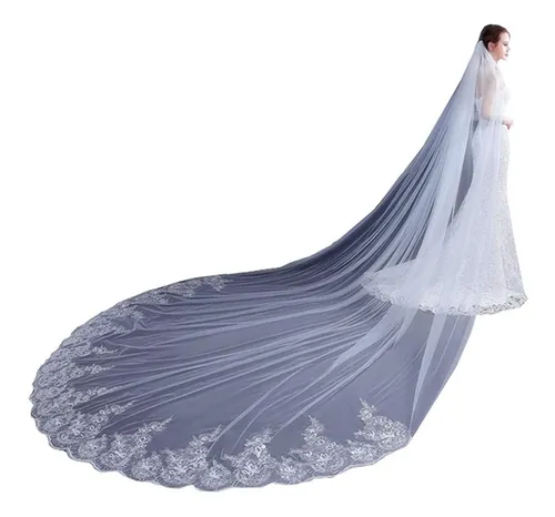 Velo De Novia Tipo Catedral De Tul De Doble Capa De 3 M De L Meses