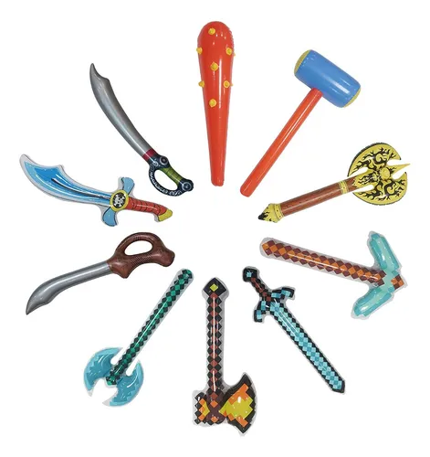 10 Pack De Juguetes Inflables De Armas Espada Martillo Hacha