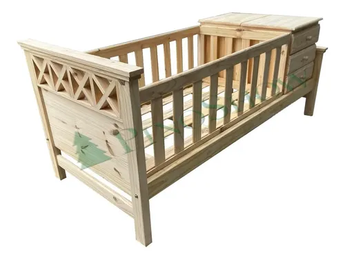 Cuna Cama Funcional Pino Macizo Modelo Cruz - Pinoshow | MercadoLibre
