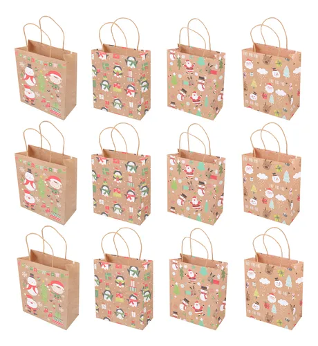 Bolsa De Papel Kraft Navideña 12 Unidades Cuotas Sin Interés
