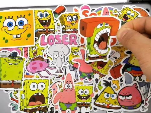 Set Stickers Bob Esponja Decorativo 50 Skateboard Patricio Mercado Libre