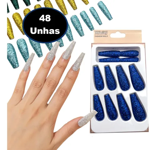 48 Unha Postiça Bailarina Decorada Realista Autocolante Parcelamento