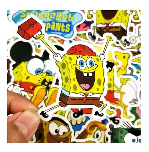 Bob Esponja Decoracion Fiesta Stickers 50 Calcomanias Vinil Mercadolibre