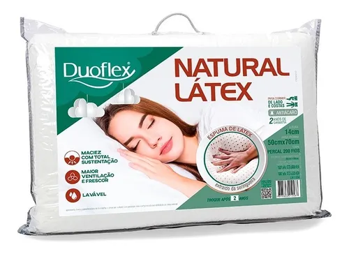 Travesseiro Natural Latex Duoflex 50 X 70 X 14cm | Frete grátis Travesseiro Natural Latex Duoflex 50 X 70 X 14cm | Frete grátis