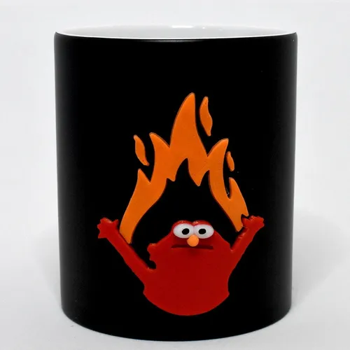 Taza Céramica 3d Elmo En Llamas Meme Taza Mágica Envío Gratis
