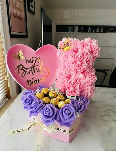 Cajas De Regalo Arreglos Flores Eternas Y Chocolate Centros Oso Flores ...