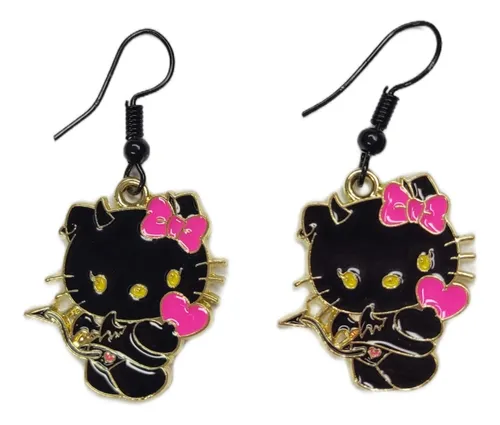 Aros Hello Kitty Diabla Negros Cuotas Sin Interés