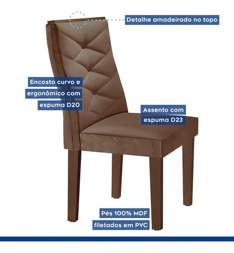 Conjunto Mesa Redonda 120cm Vidro 6 Cadeiras MDF Chocolate ...