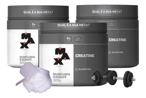 Kit 3x Creatina 100 Pura Monohidratada Max Titanium 300 Gr Sabor