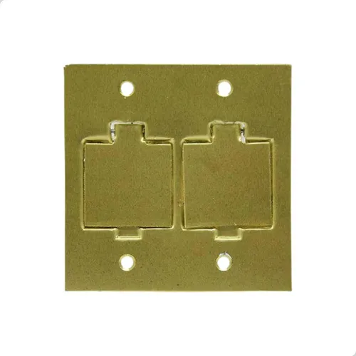 Placa Para Piso 4x4 2 Tomadas Telefone Latão - Massaro Placa Para Piso 4x4 2 Tomadas Telefone Latão - Massaro