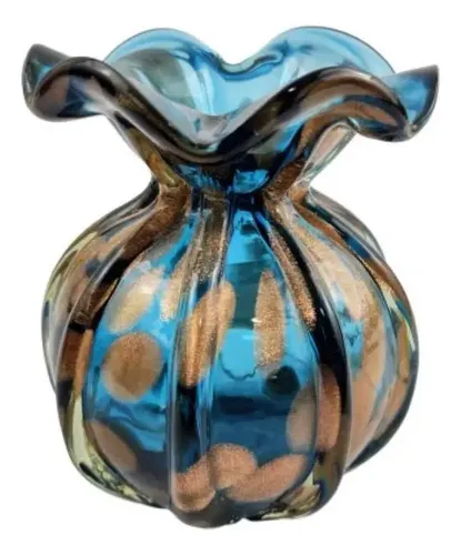 Florero decorativo Inigual Murano Trouxinha Azul Turquesa Vaso 11Cm ...