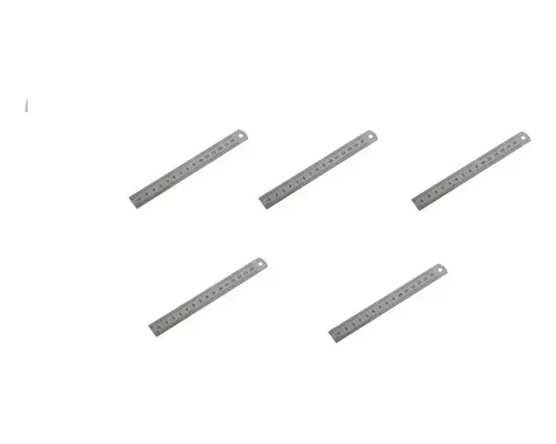 Set 5 Reglas Metálicas De Acero Inoxidable De 15cm O 6 Pulg Envío Gratis