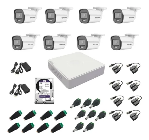 Kit Turbohd 1080p L Dvr 8 Canales 8 Cámaras Bala 2mp Colorvu Meses