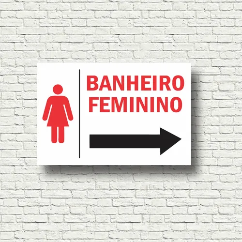 Placa Sinalização Banheiro Wc Feminino Seta Direita Placa Sinalização Banheiro Wc Feminino Seta Direita