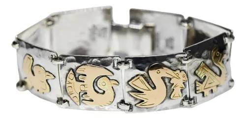 Pulsera Ancha Plata 925 Y Oro 18k Peruana 10 Cm 20 Cm | Envío gratis