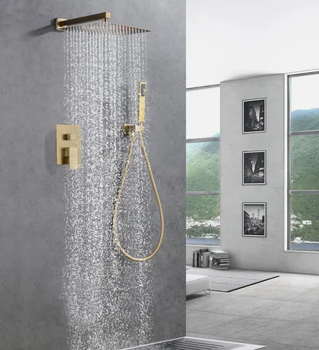 Kit Regadera Led Mezcladora Oro Cuadrada Lluvia Dorado | Meses sin interés Kit Regadera Led Mezcladora Oro Cuadrada Lluvia Dorado | Meses sin interés