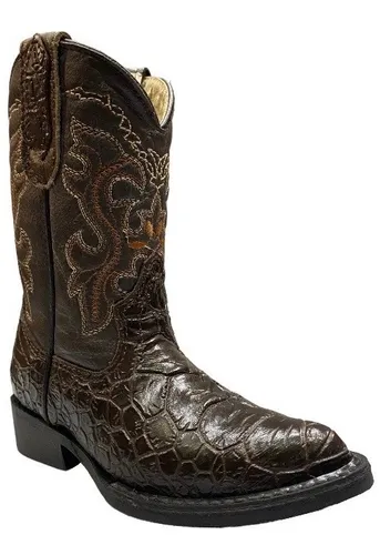 Bota Vaquera Piel Con Grabado Exótico Caguama Bebe Niño | Envío gratis