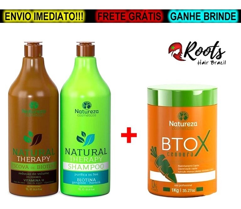 Kit Escova De Biotina 1t Botox De Cenoura 1kg Frete Grátis