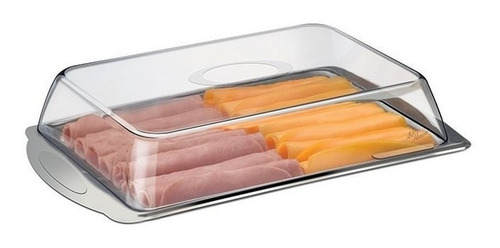 Porta Frios Duplo Em Aço Inox Com Tampa Acrílica | Parcelamento sem juros Porta Frios Duplo Em Aço Inox Com Tampa Acrílica | Parcelamento sem juros