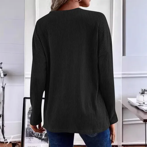 Blusa Mujer Manga Larga Cuello En V Color Liso Moda P 9005 | MercadoLibre